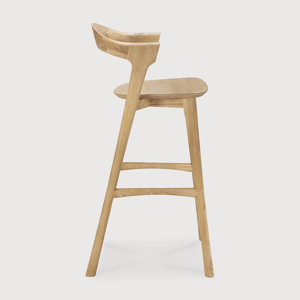 Bok Bar Stool – Varnished Oak with Leather Seat | Sage Interiors