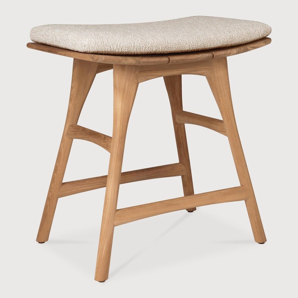 Elegant Osso Outdoor Stool – Sculptural Teak Frame & Cozy Quick‑Dry Pad ...