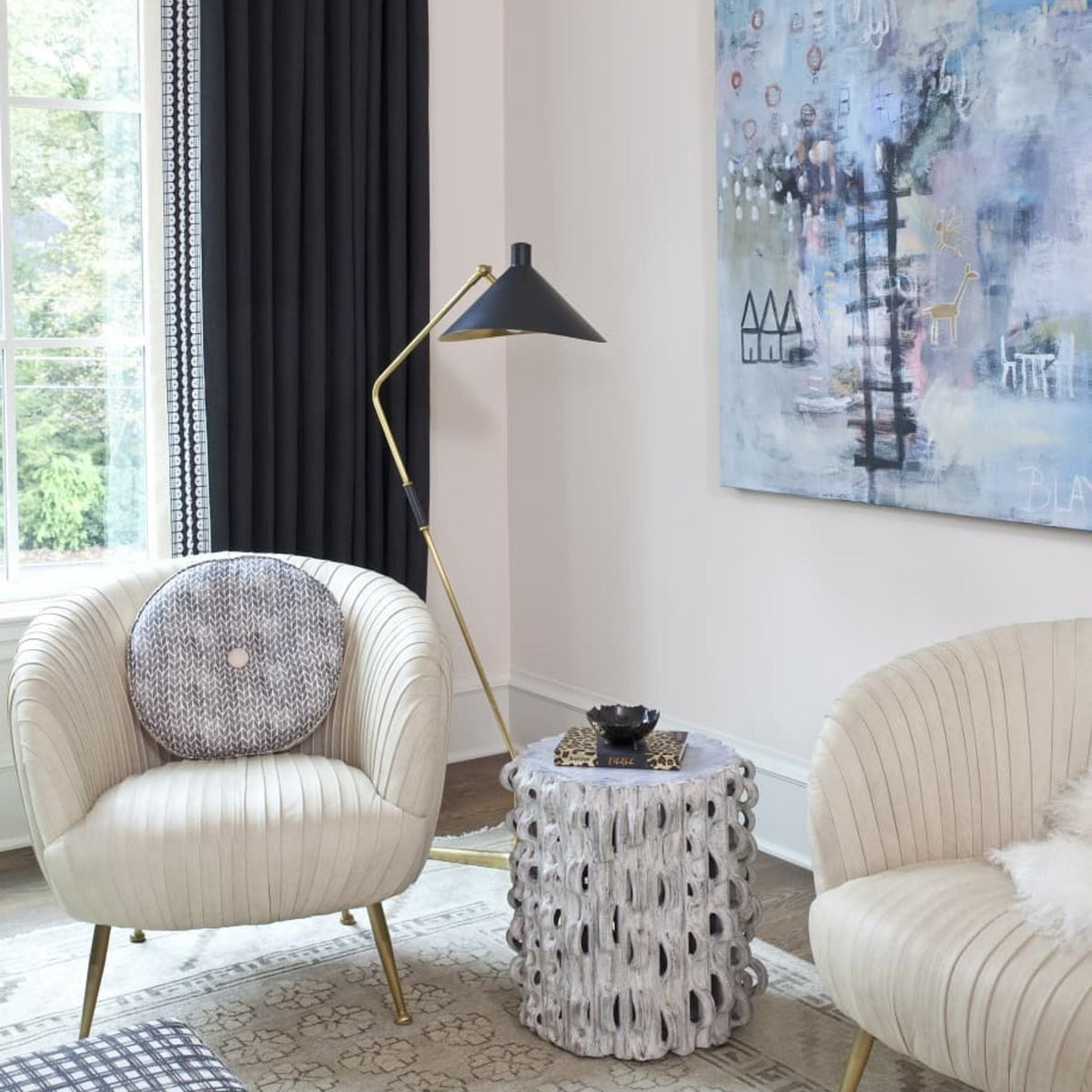 Hand-Rubbed Floor Lamp, Antique Brass