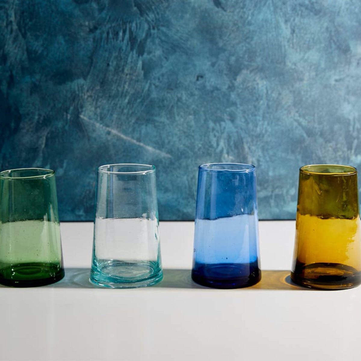 Moroccan Cone Green Glassware Large-Set of 6
