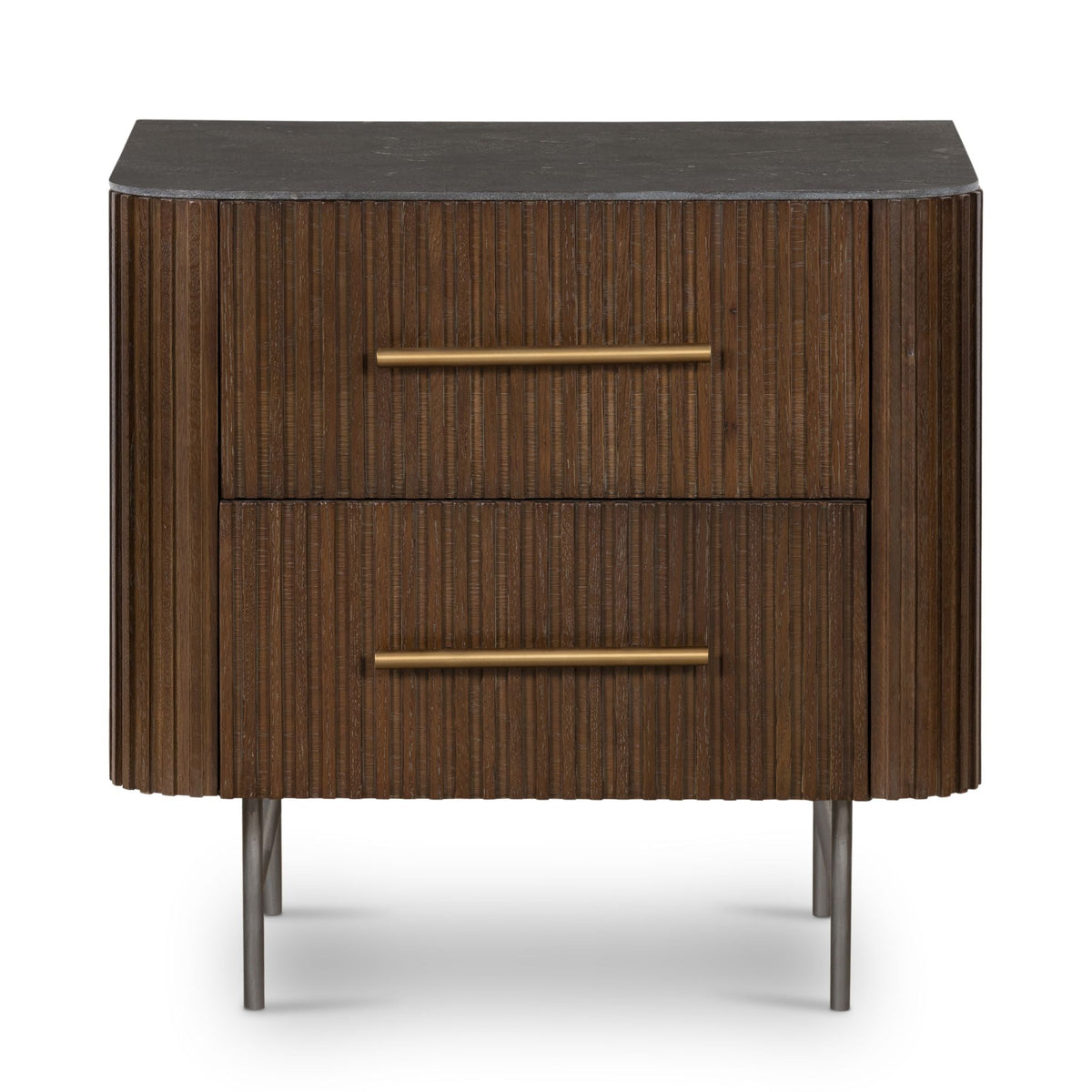 Reeding Nightstand, Bluestone Oak
